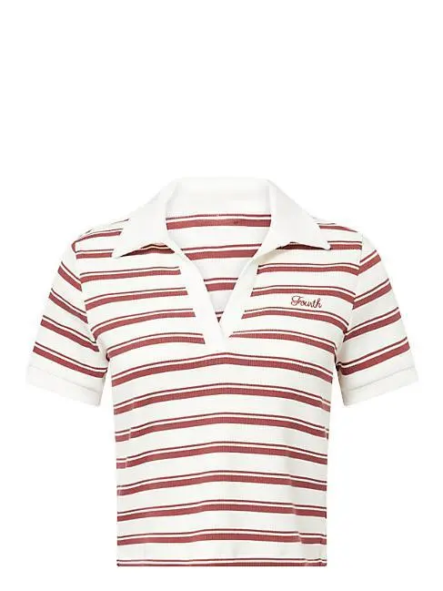 4TH & RECKLESS Azure Striped Ribbed Cotton Polo Top - Multi