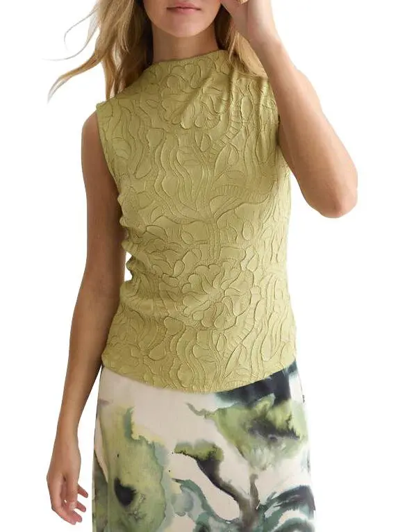 Scotch & Soda Floral Jacquard Sleeveless Funnel Neck Top - Beechnut