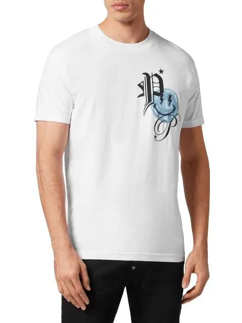 Philipp Plein T-shirt Round Neck Ss Smile Logo - White