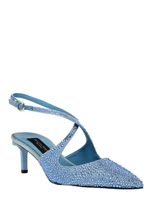 Philipp Plein Embellished Slingback Pumps With Jewel Detailing - Lightblue