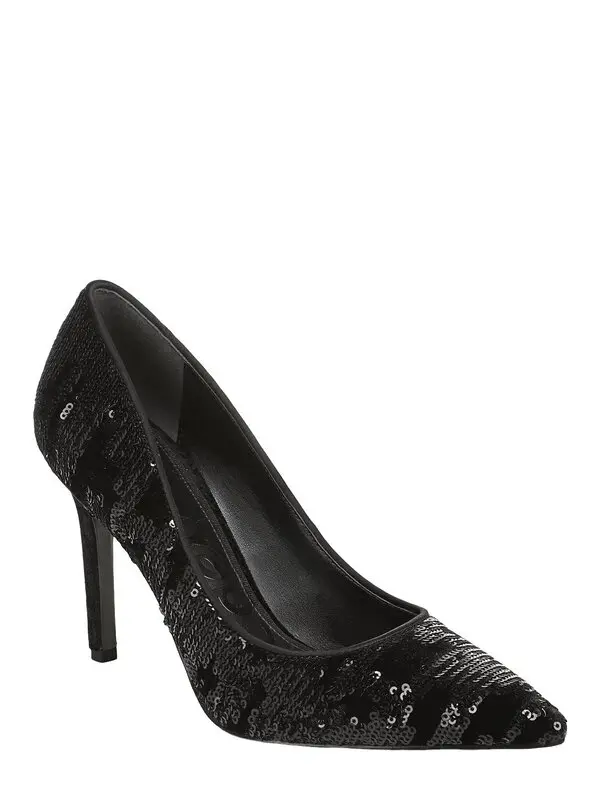 Sam Edelman Hazel Pointed Toe Stiletto Pump - Black Sequins