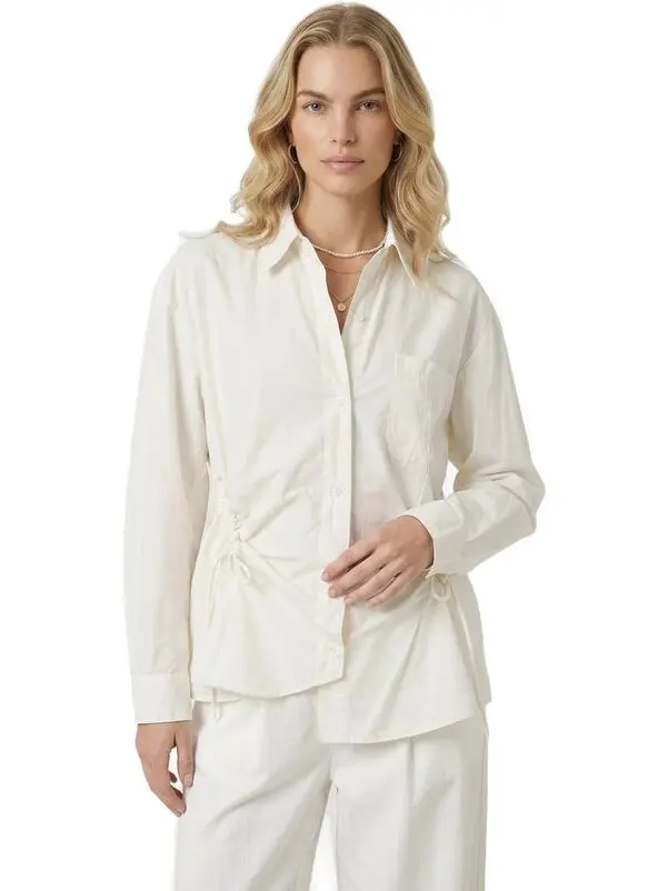 MODENAIRE Side Drawstring Detail Button-up Shirt - Ivory