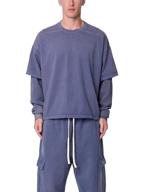 Mnml Layered Thermal Long Sleeve T-shirt - Washed Navy