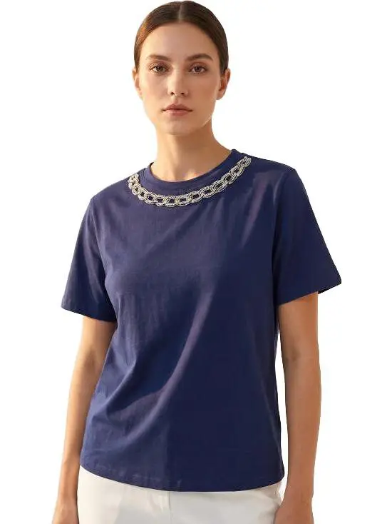 EXQUISE Harmony Crewneck T-shirt - Navy