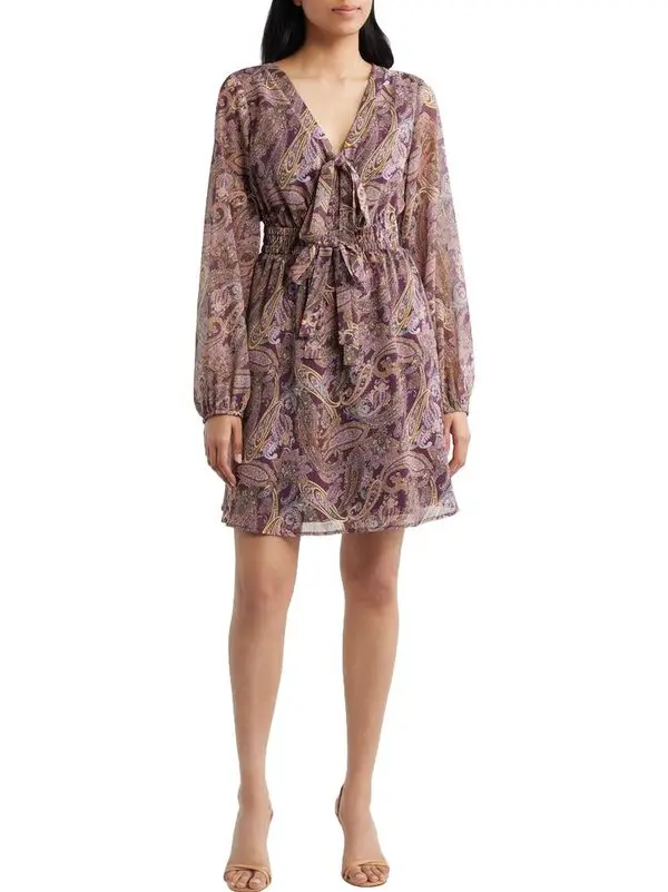 Sam Edelman Paisley Tie Neck Mini Dress - Roset