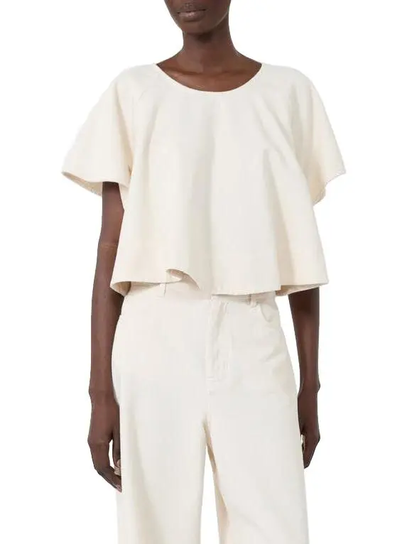 Max Mara Forte Cotton Cropped Top - Ecru
