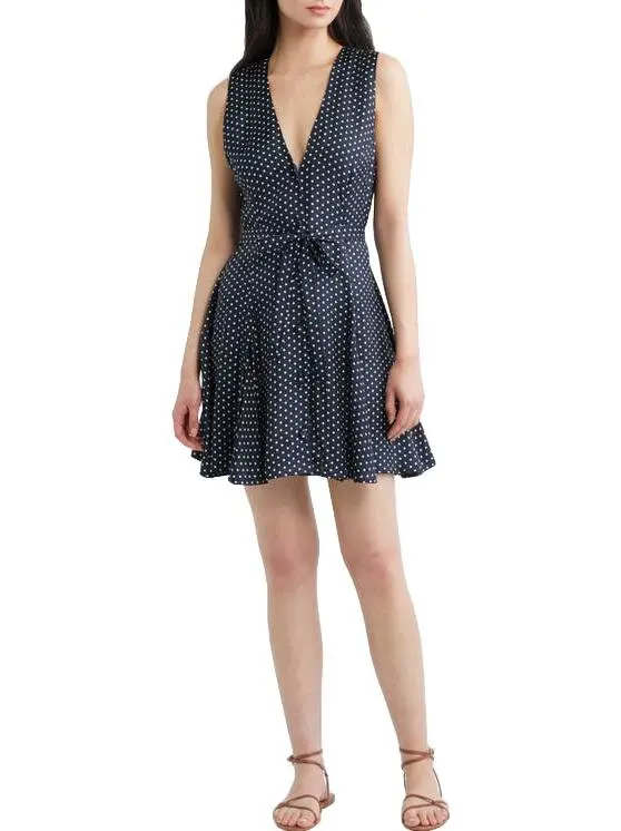 DÔEN Aubrey Polka Dot Silk Blend A-line Mini Dress - Hepburn Dot