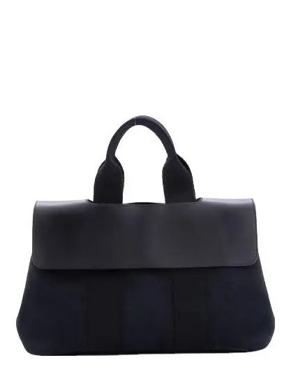Hermès Valparaiso Bag Toile And Leather Pm - Black