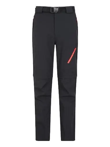 Mountain Warehouse Convertible Hiking Trousers With Integrated Belt - Black