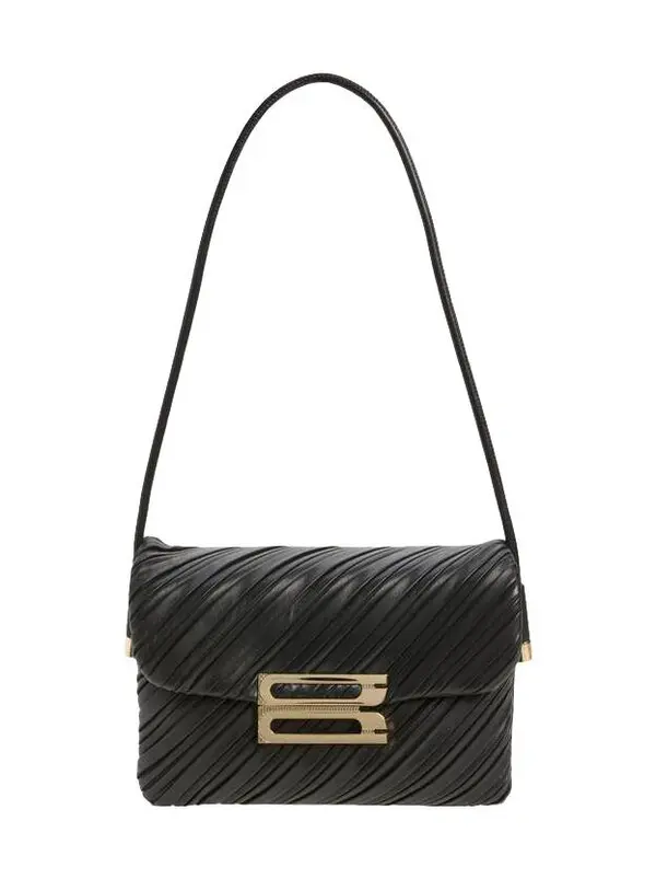 Victoria Beckham Dorian Ruched Leather Clutch - Black