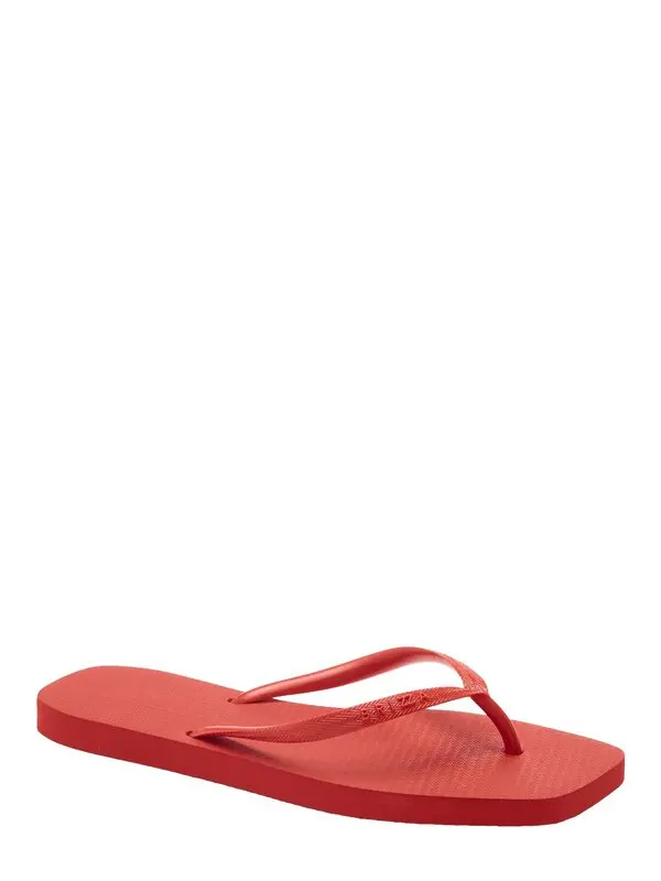BRIZZA Square Toe Flip Flop - Bright Red