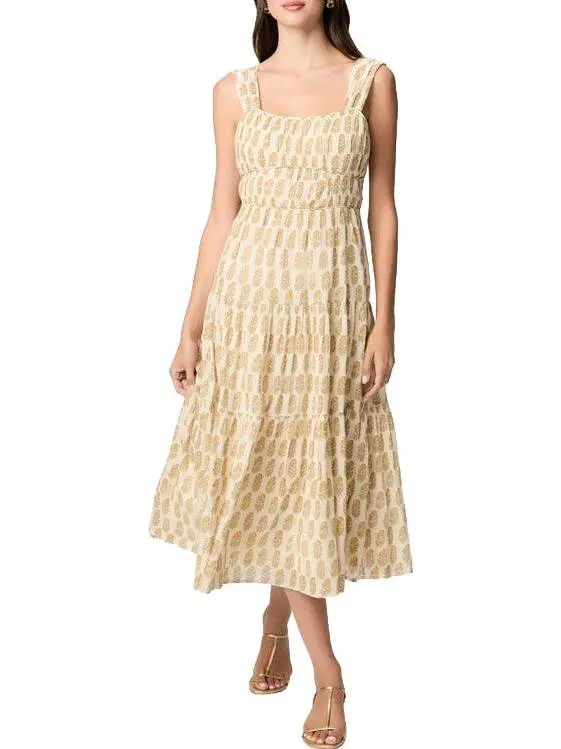 Paige Kinney Tiered Midi Dress - Bone Multi