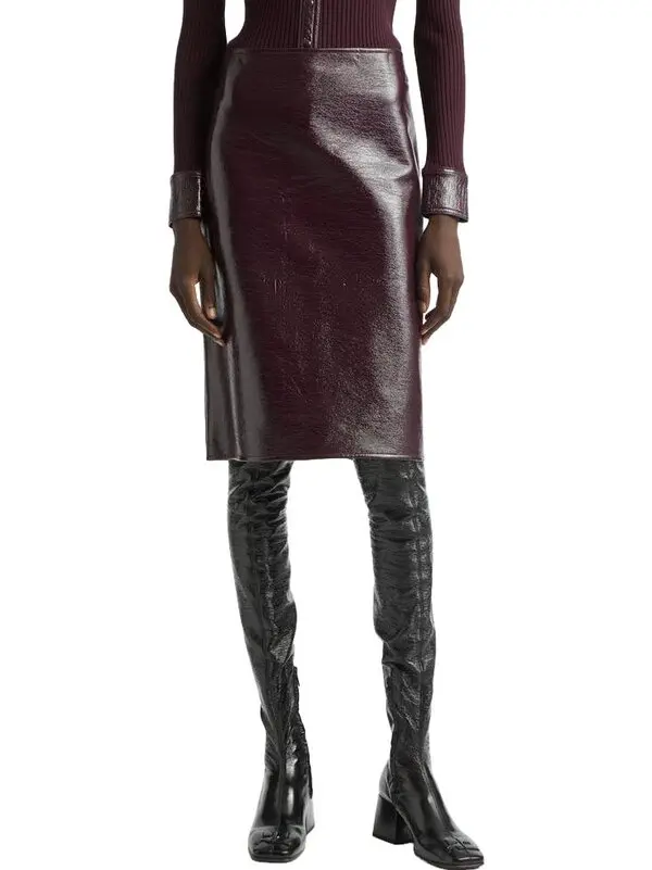 COURREGES Vinyl Knee-length Skirt - Burnt Red