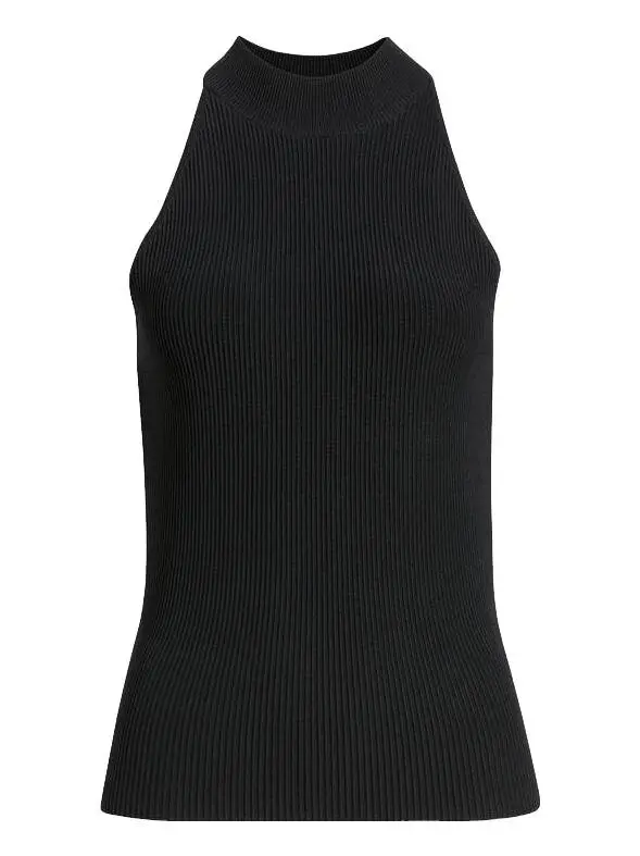 DL1961 Mock Neck Ribbed Sleeveless Top - Black