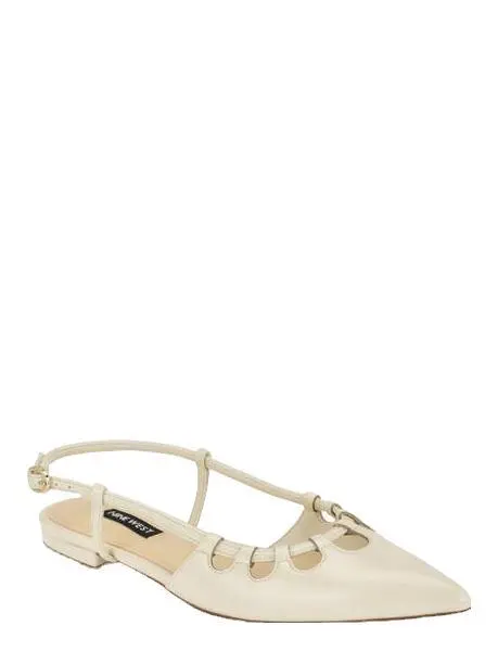 Nine West Harra Pointed Toe Flat Slingbacks - Ivory