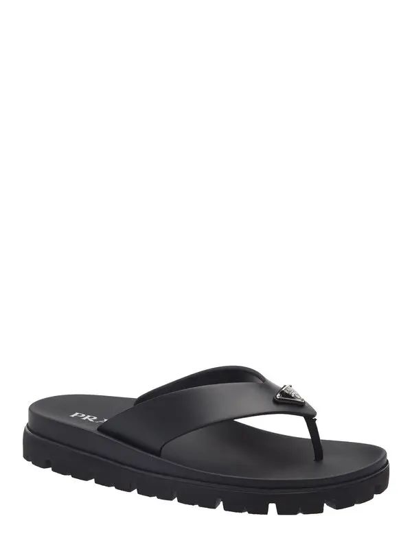 Prada Lug Sole Flip Flops - Nero