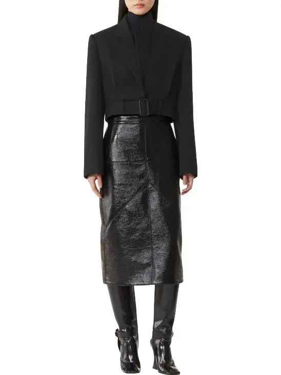 LANVIN Cropped Wool Belted Jacket - Black