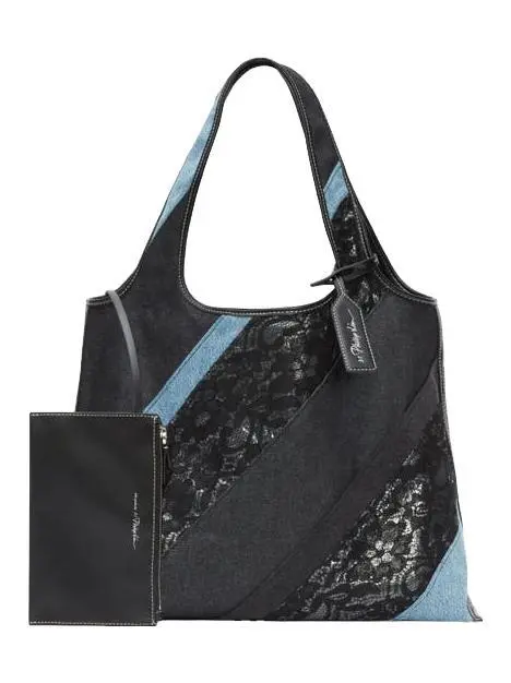 3.1 Phillip Lim Patchwork Lace Denim Tote - Black Multi