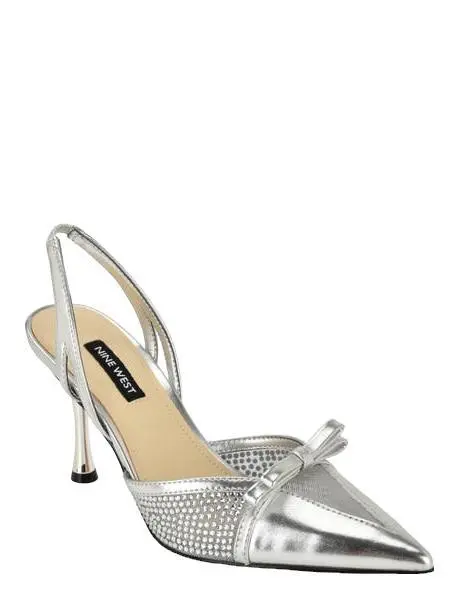 Nine West Padell Pointed Toe Slingback Pump - Silver