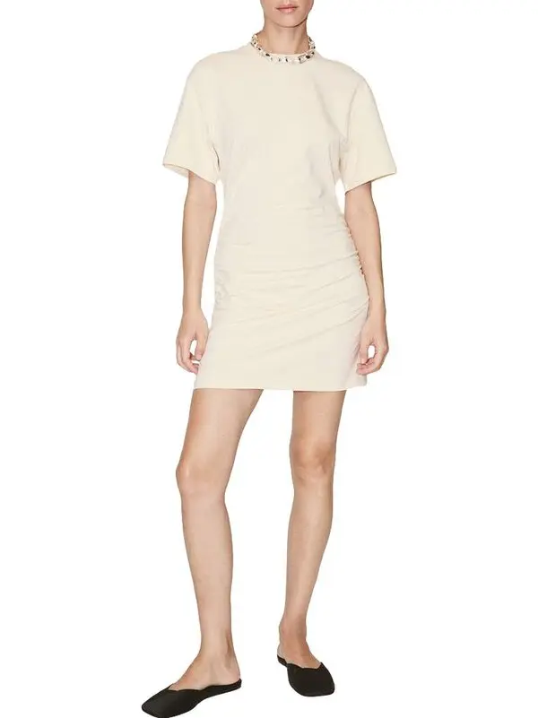 Mango Lennon Ruched T-shirt Dress - Vanilla