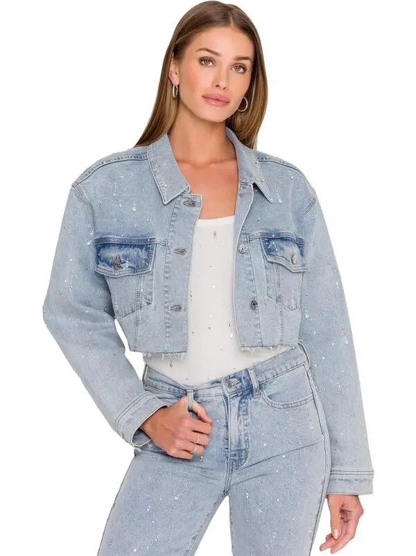Generation Love Nelida Cropped Denim Jacket With Ruffle Accents And Gold Buttons - Light Blue