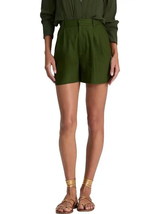 Alice + Olivia Conry Relaxed High Waist Shorts - Dark Fern