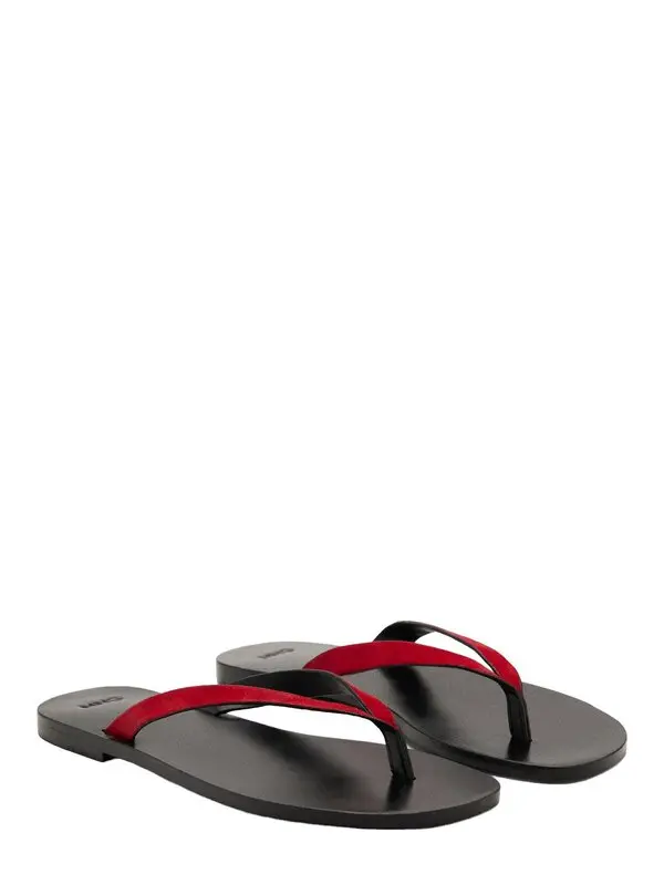 Mango Round Toe Thong Sandals - Red
