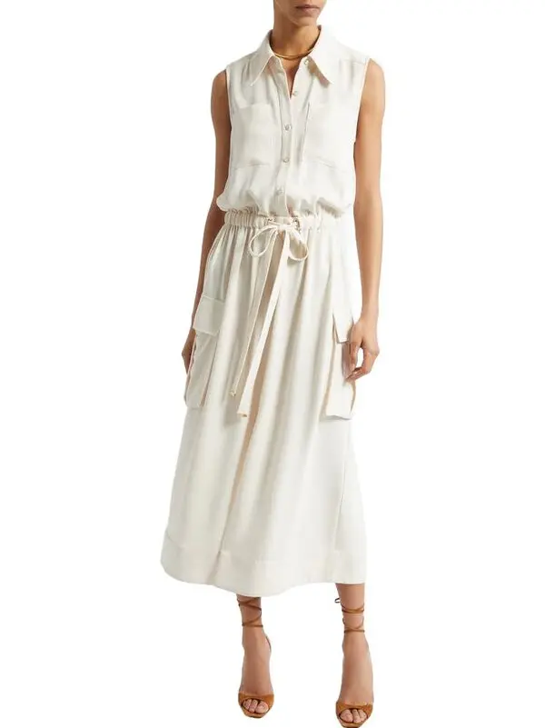 Ramy Brook Payton Sleeveless Shirtdress - Bone