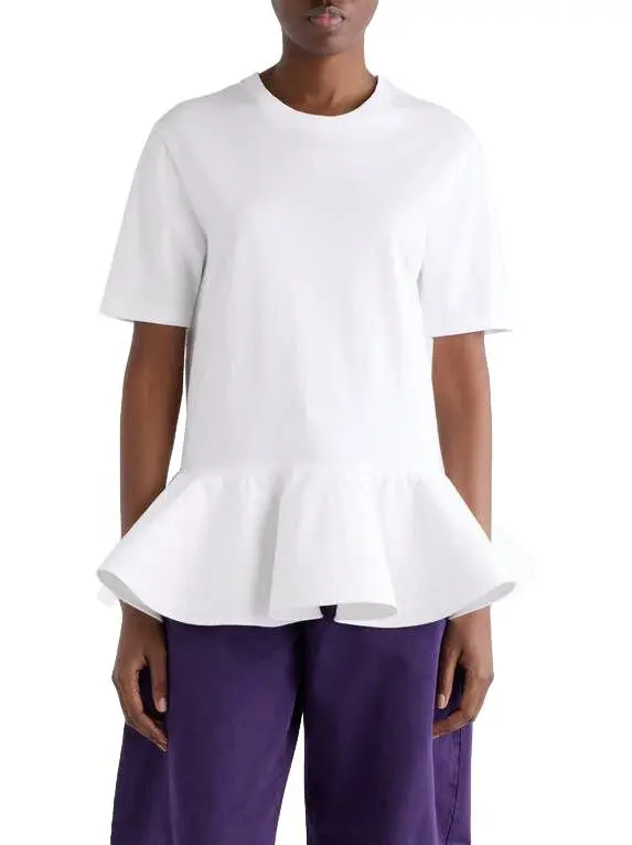 Alaïa Peplum Cotton Jersey T-shirt - Blanc