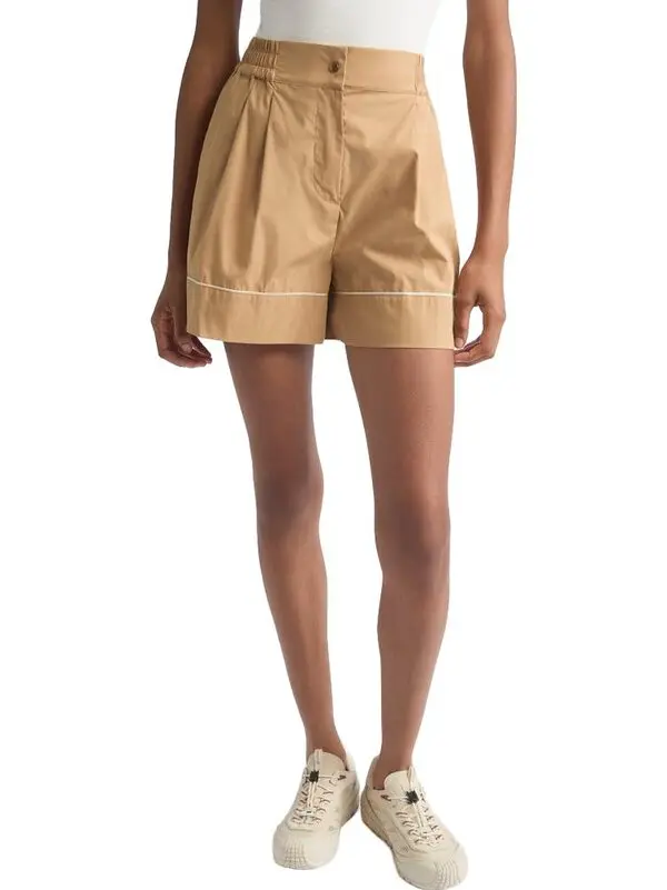 Moncler Piped Cotton & Nylon Shorts - Beige