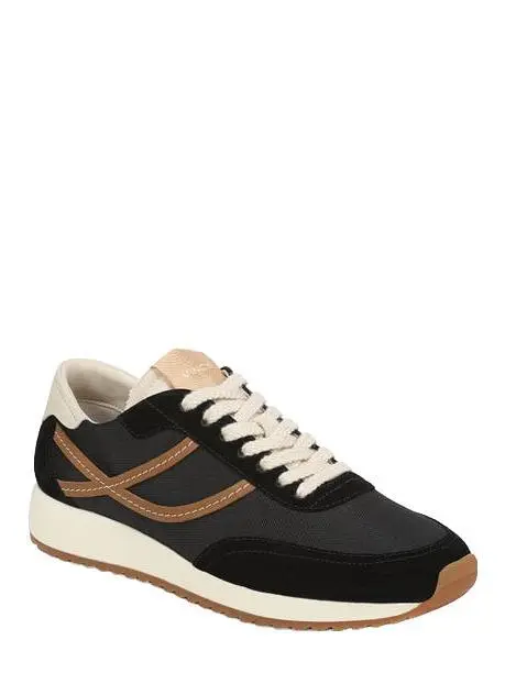 Vince Santa Monica Lace-up Suede And Textile Sneakers - Black/saddle