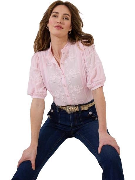 JOE BROWNS Lace Embroidered Broderie Anglaise Blouse - Pink