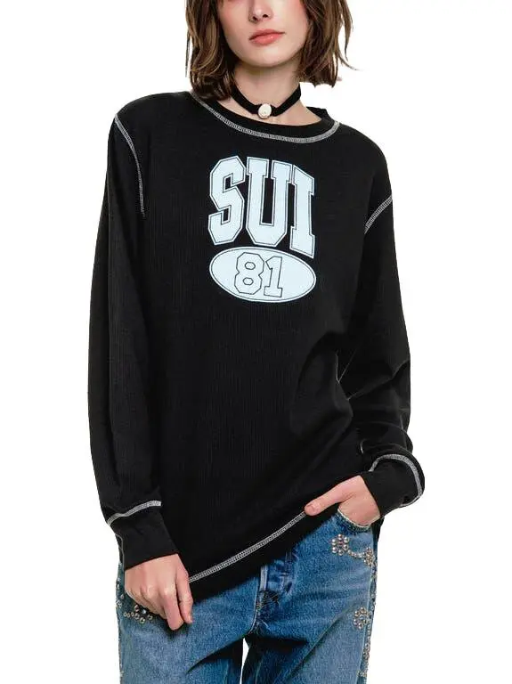 Anna Sui Sui 81" Graphic Thermal Top - Black Multi