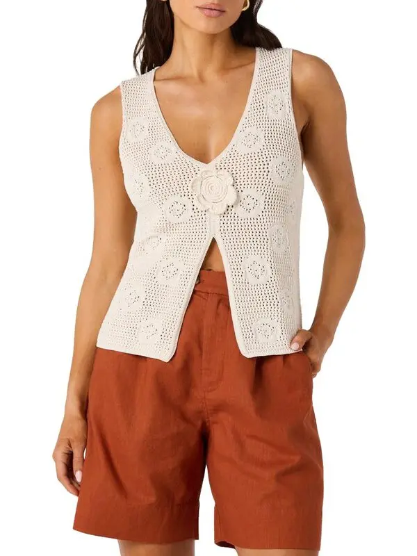 Astr The Label Maverick Crochet Tank - Cream