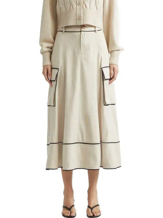 TOCCIN Shiloh High Waist Cargo Midi Skirt - Desert/jet