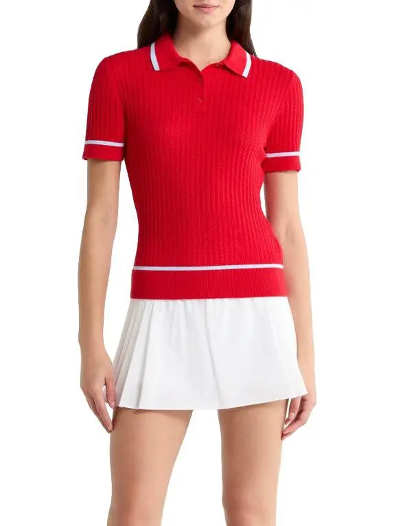 G/fore Summer Friday Textured Cotton & Cashmere Polo Shirt - Lava