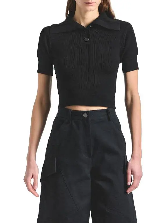 Derek Lam 10 Crosby Antonella Compact Knit Polo - Black