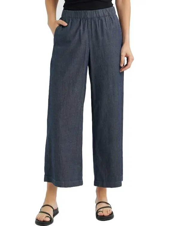 Eileen Fisher Wide Leg Ankle Pants - Denim
