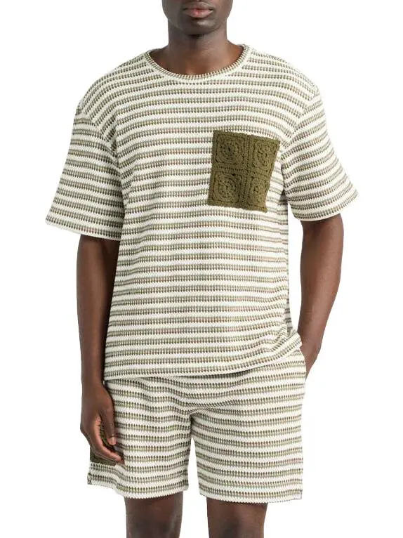 CHE Mathias Stripe Jacquard Pocket T-shirt - Khaki- 03