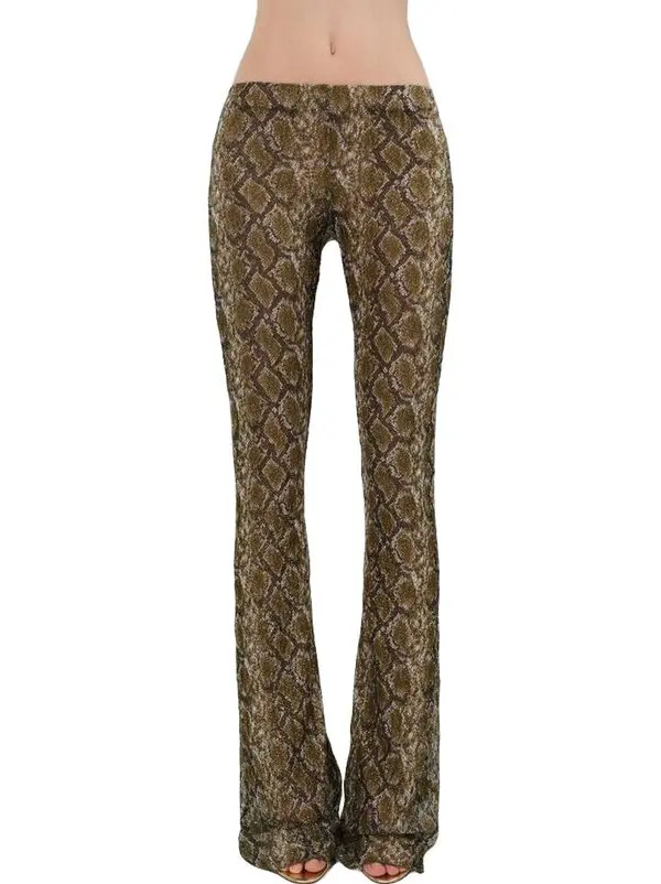 NOCTURNE Snake Print Low Rise Flare Trousers - Multi-colored