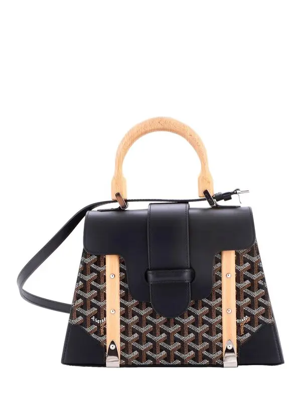 Goyard Saigon Top Handle Bag Coated Canvas With Leather Pm - Black