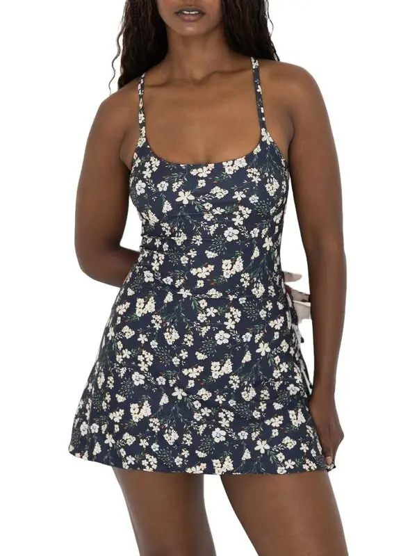 Geode Swimwear Sydney Crisscross Back Swim Dress - Blue