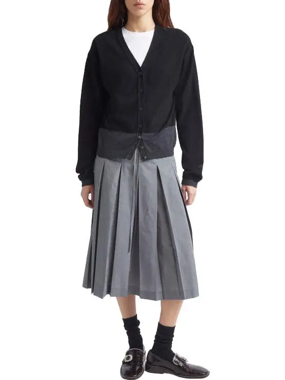 EENK Colorblock Wool V-neck Cardigan - Black