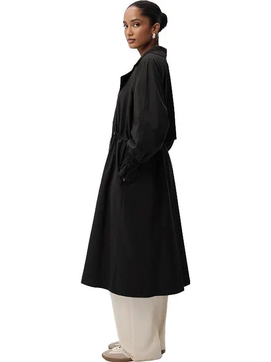 EXQUISE Daniele Belted Midi Trenchcoat - Black
