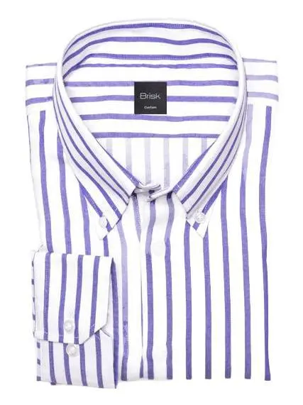 BRISK Wide Stripes Pima Cotton Dress Shirt - Button Down Collar