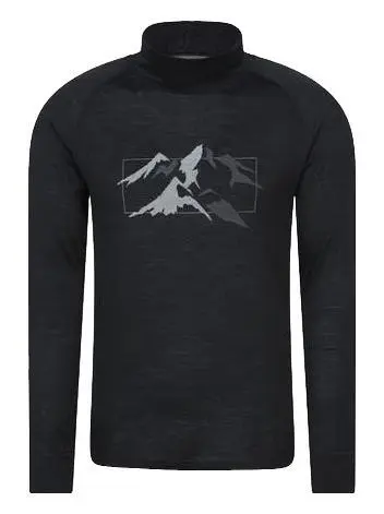 Mountain Warehouse Quest Merino Wool Long-sleeved Thermal Top - Black