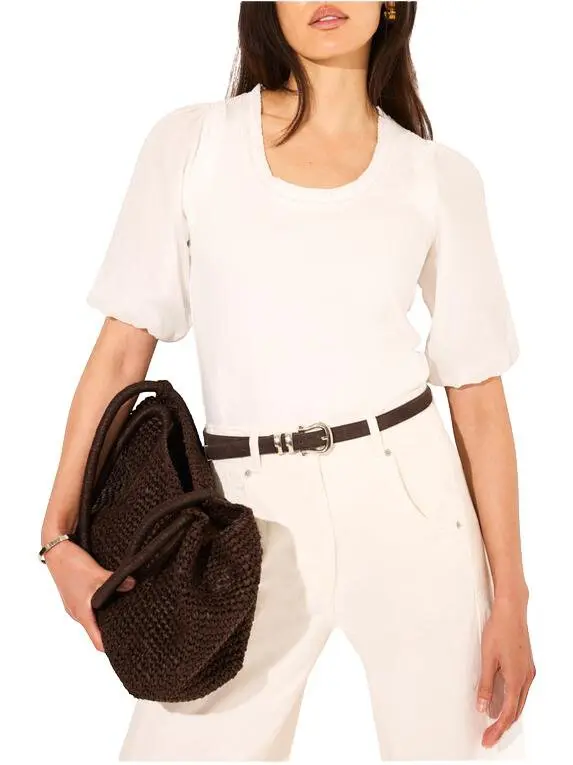 Mint Velvet Cotton Puff Sleeve Top - Ivory