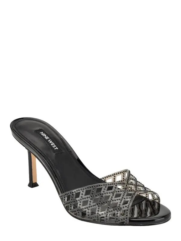Nine West Mazzy Slide Sandal With Rhinestones - Black