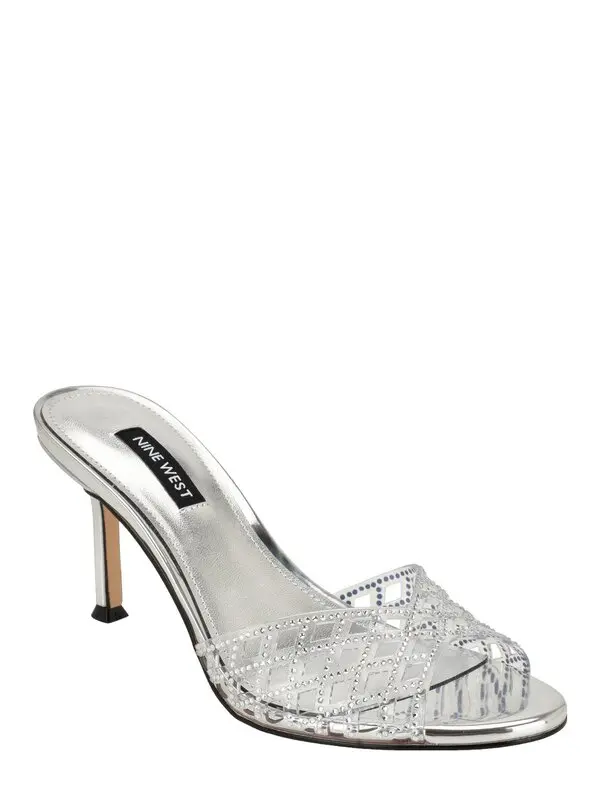 Nine West Mazzy Slide Sandal With Rhinestones - Clear