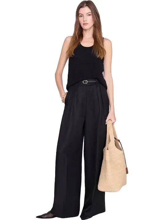 ANINE BING Lou Linen Blend Trousers - Black